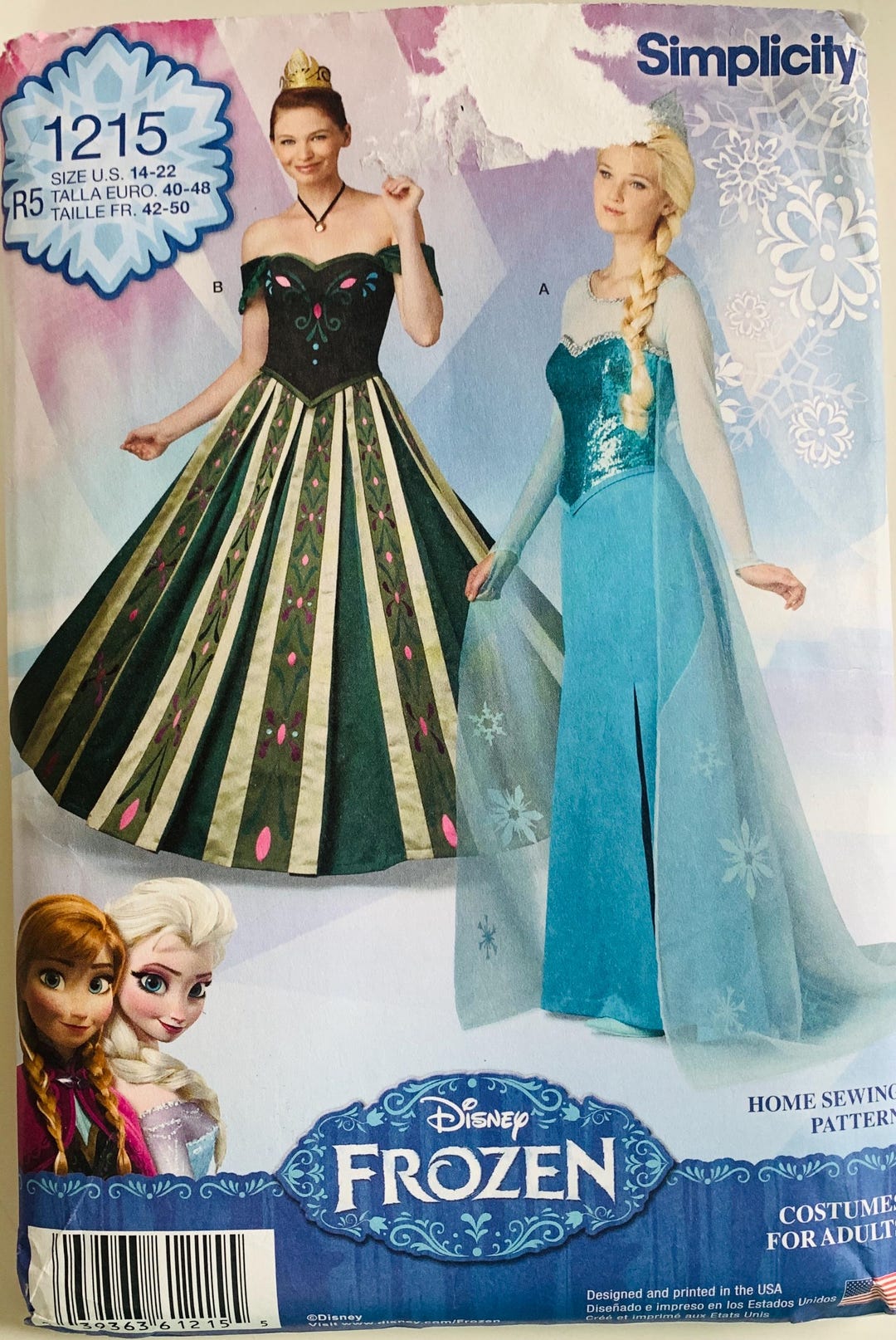 Misses Frozen Costumes Pattern 2 Styles Elsa Anna Sizes 14 16 18 20 22 ...