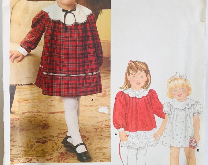 80s Toddler A-line Dress Pattern 3 Styles Size 1 Very Loose-fit, Shaped ...