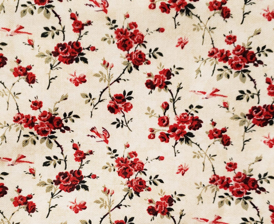 Aubrey Rose Fat Quarter Robyn Pandolph SSI Tiny Birds Butterflies Roses ...
