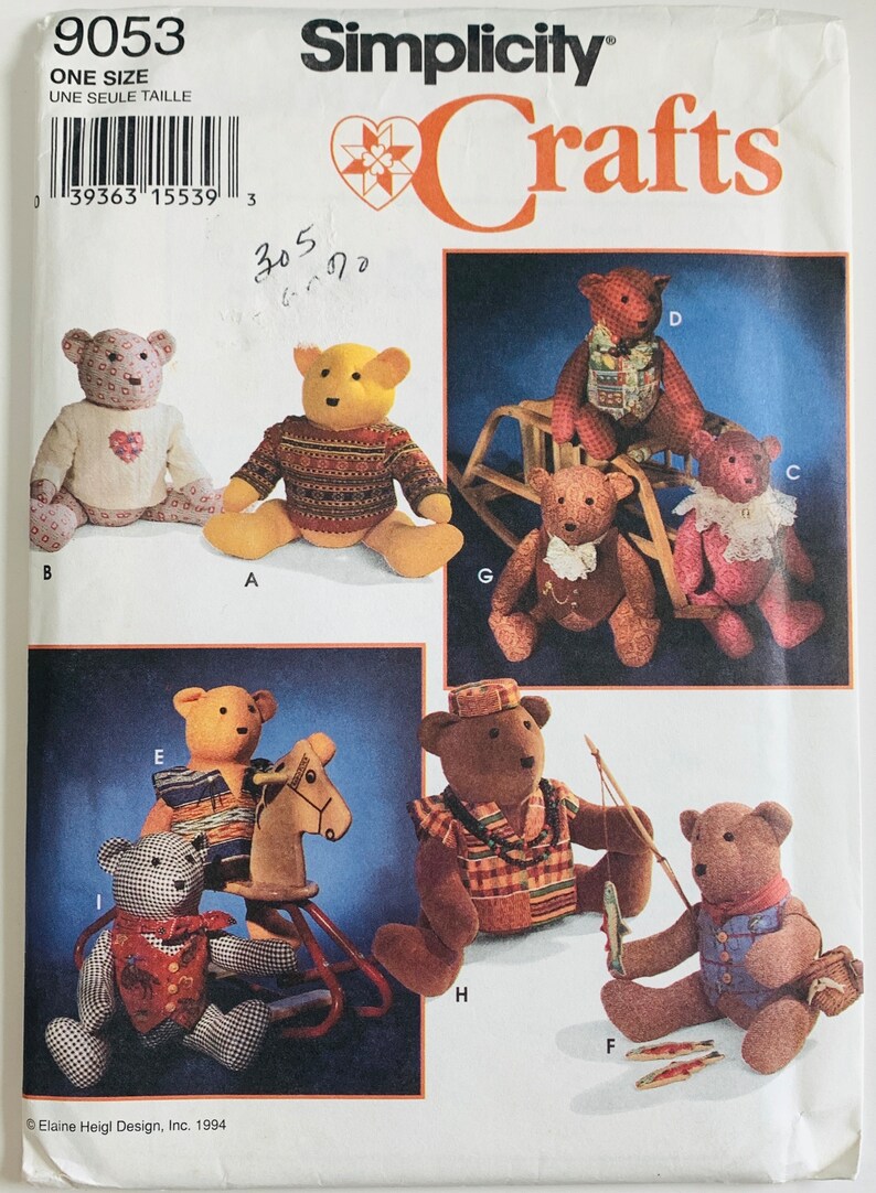 90s Teddy Bear and Clothing Pattern Elaine Heigl Design Vintage ...