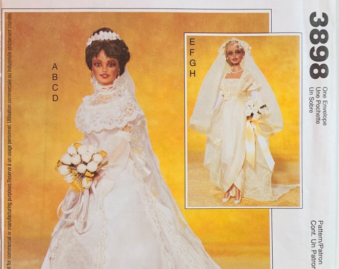20th Century Fashion Doll Bridal Clothing Pattern Barbie Gown 2 Styles ...