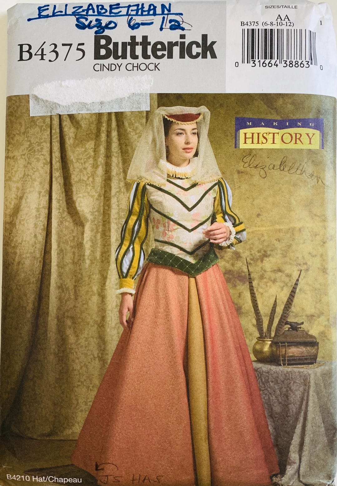 Misses Elizabethan Costume Pattern Lined Boned Fitted Top Very Full ...