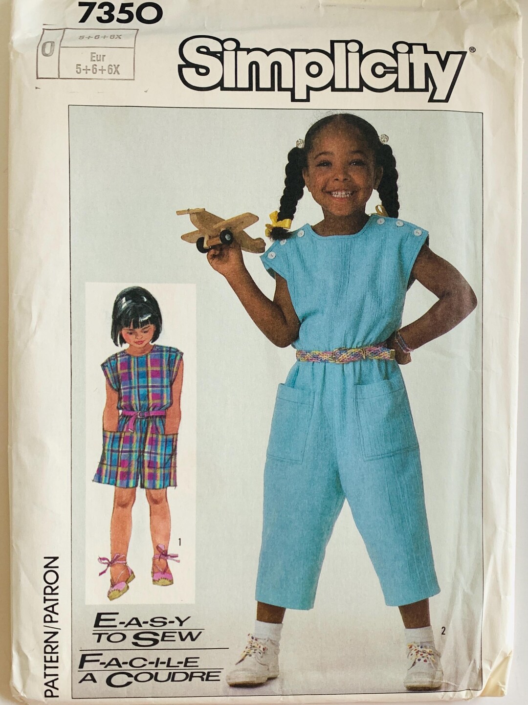 80s Little Girls Easy to Sew Jumpsuit 2 Lengths Sizes 5 6 6X Vintage ...