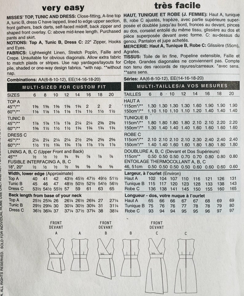 Very Easy Misses Top Tunic and Dress Pattern Sizes 14 16 18 - Etsy