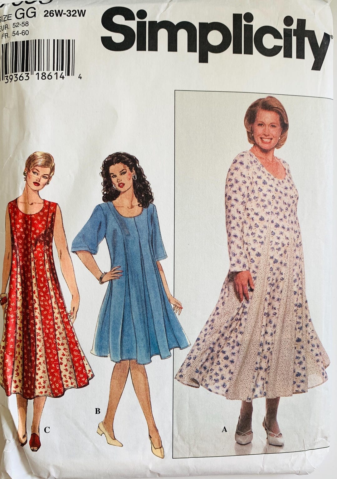 Womens Plus Size Pullover Dress Pattern 3 Styles Godet Insets, Front ...