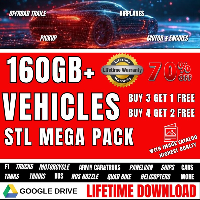 160+gb Vehicles STL MEGA Pack - 3D Printing Pack - 3D STL Files | High ...