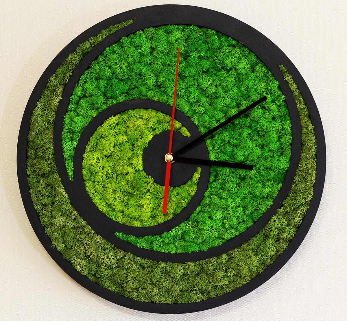 Wooden Moss Wall Clock: 12" Eco-friendly Silent Clock - Etsy