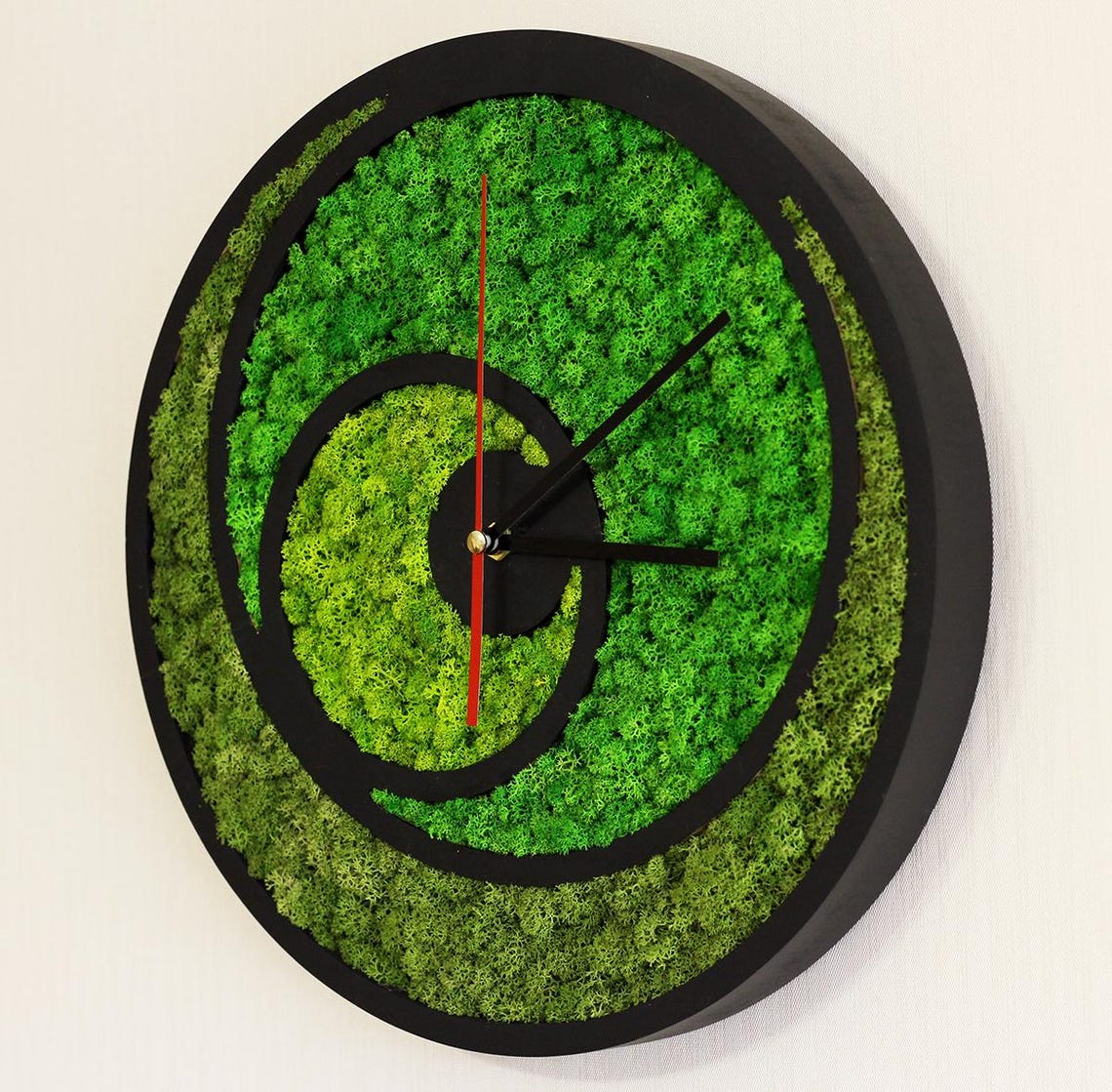 Wooden Moss Wall Clock: 12" Eco-friendly Silent Clock - Etsy