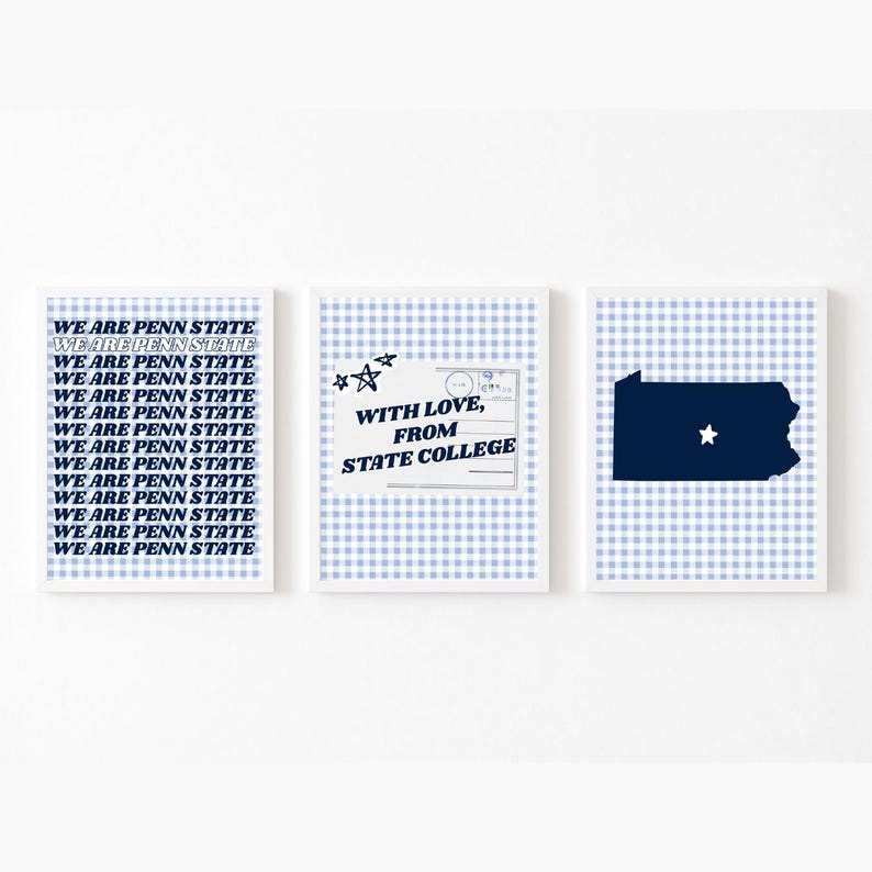 Penn State PSU Digital Poster Set PSU Dorm Wall Art Back to School ...