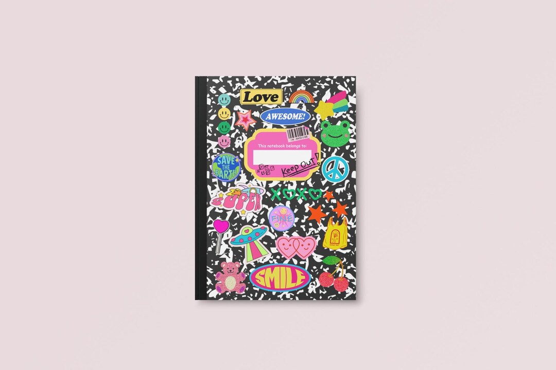 Y2K Composition Notebook Themed Journal Canvas Design Retro Writing ...