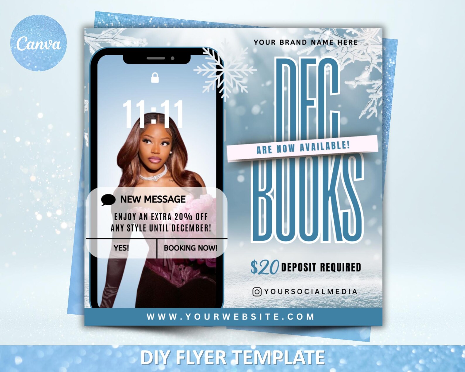 December Booking Flyer, December Flyer, December Book Now Flyer, Winter ...