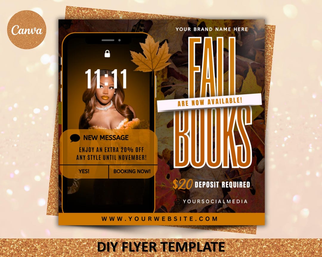 Fall Booking Flyer, November Flyer, November Book Now Appointment Flyer ...
