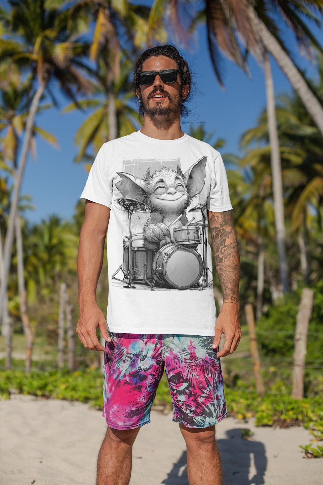 Smiling Gremlin Cryptid Drummer T-shirt, Unisex Tee, Soft Graphic Tee ...