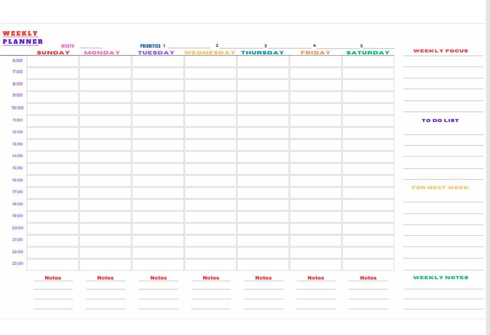 Weekly Hourly Planner, Printable PDF Templates, Editable Canva Template ...