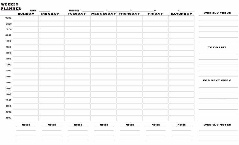 Weekly Hourly Planner, Printable PDF Templates, Editable Canva Template ...