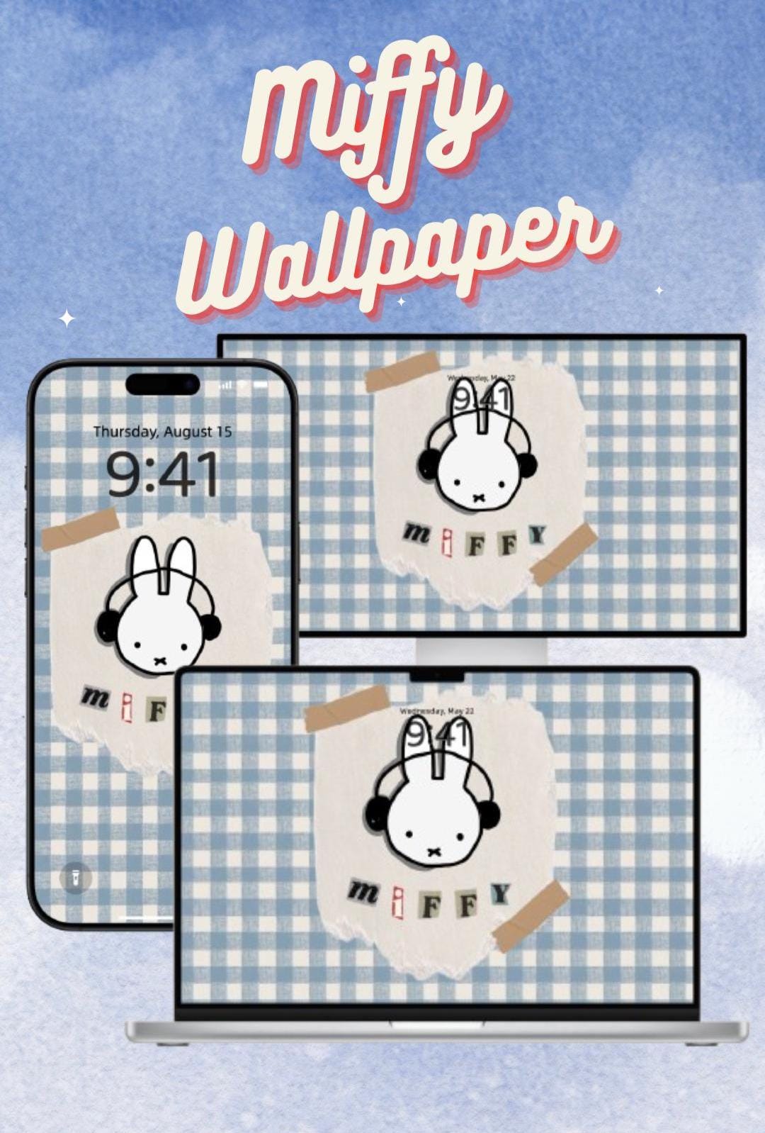 Bunny Rabbit Miffy Inspired Headphones Wallpaper - Etsy