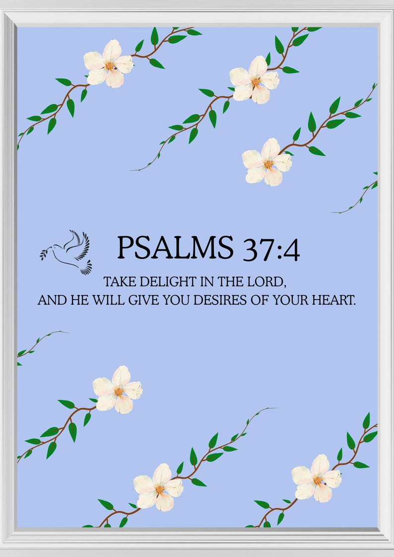 Christian Scripture Wall Art - Psalms 37:4 Digital Download | Bible ...