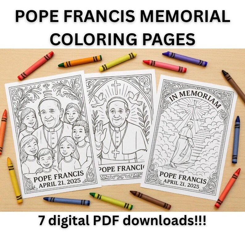 Pope Francis Memorial Coloring Pages – Catholic Digital Download ...