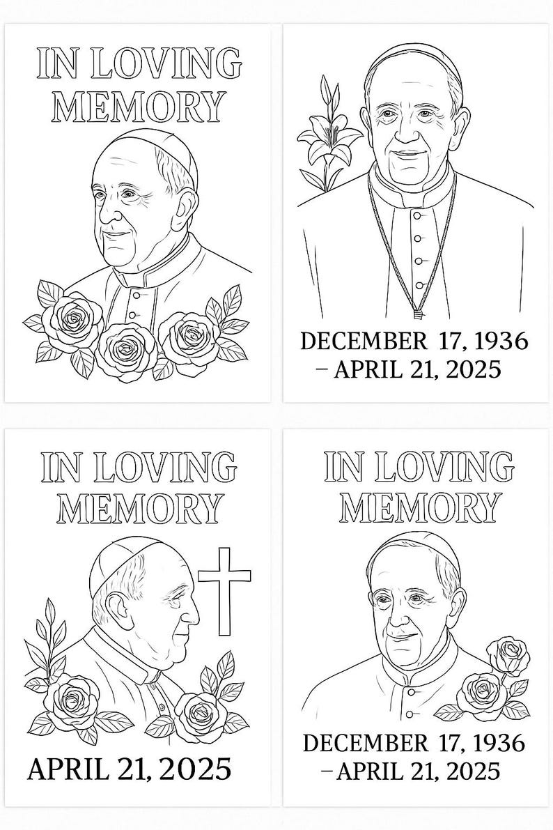 Pope Francis Memorial Coloring Book | 8 Printable Pages | Catholic ...