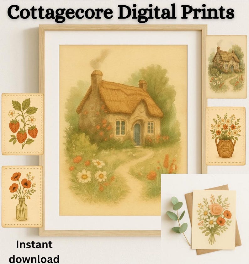 Vintage Cottagecore Printable Wall Art Set | Instant Download Rustic ...