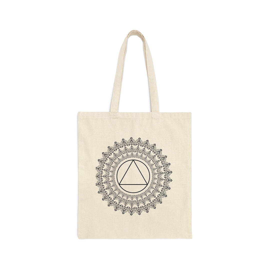 AA Legacy Logo Tote Bag, AA Mandala Book Bag, Alcoholics Anonymous Tote ...