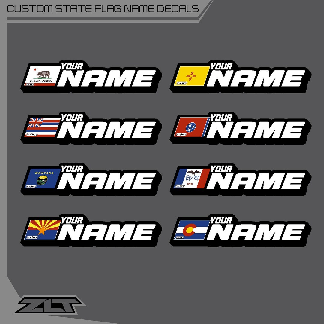 Custom State Flag Name Decal | Personalized Helmet Sticker | Ice Chest ...