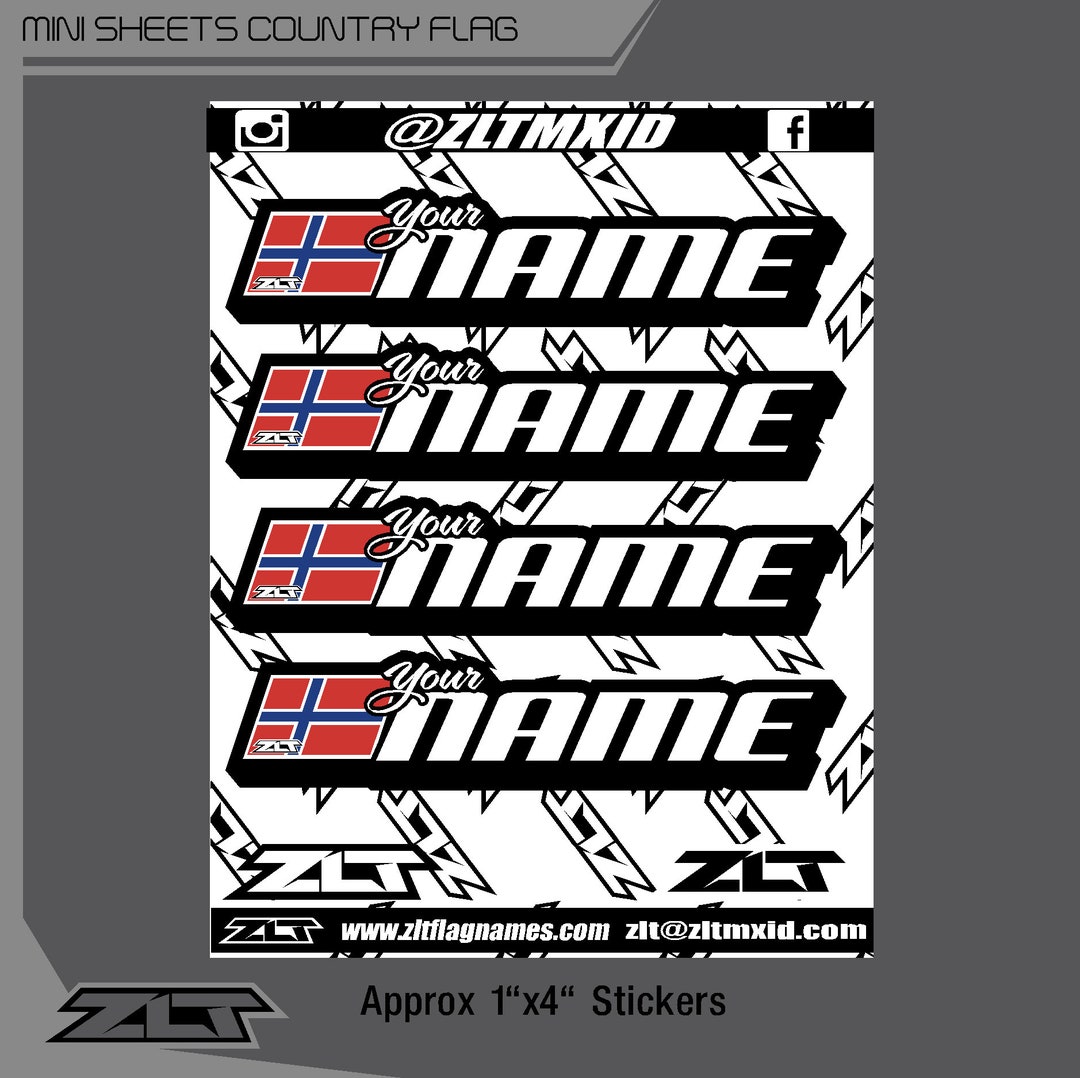 Mini Sheet - Country Flag Name Vinyl Decal: Personalized - Set of 4 ...