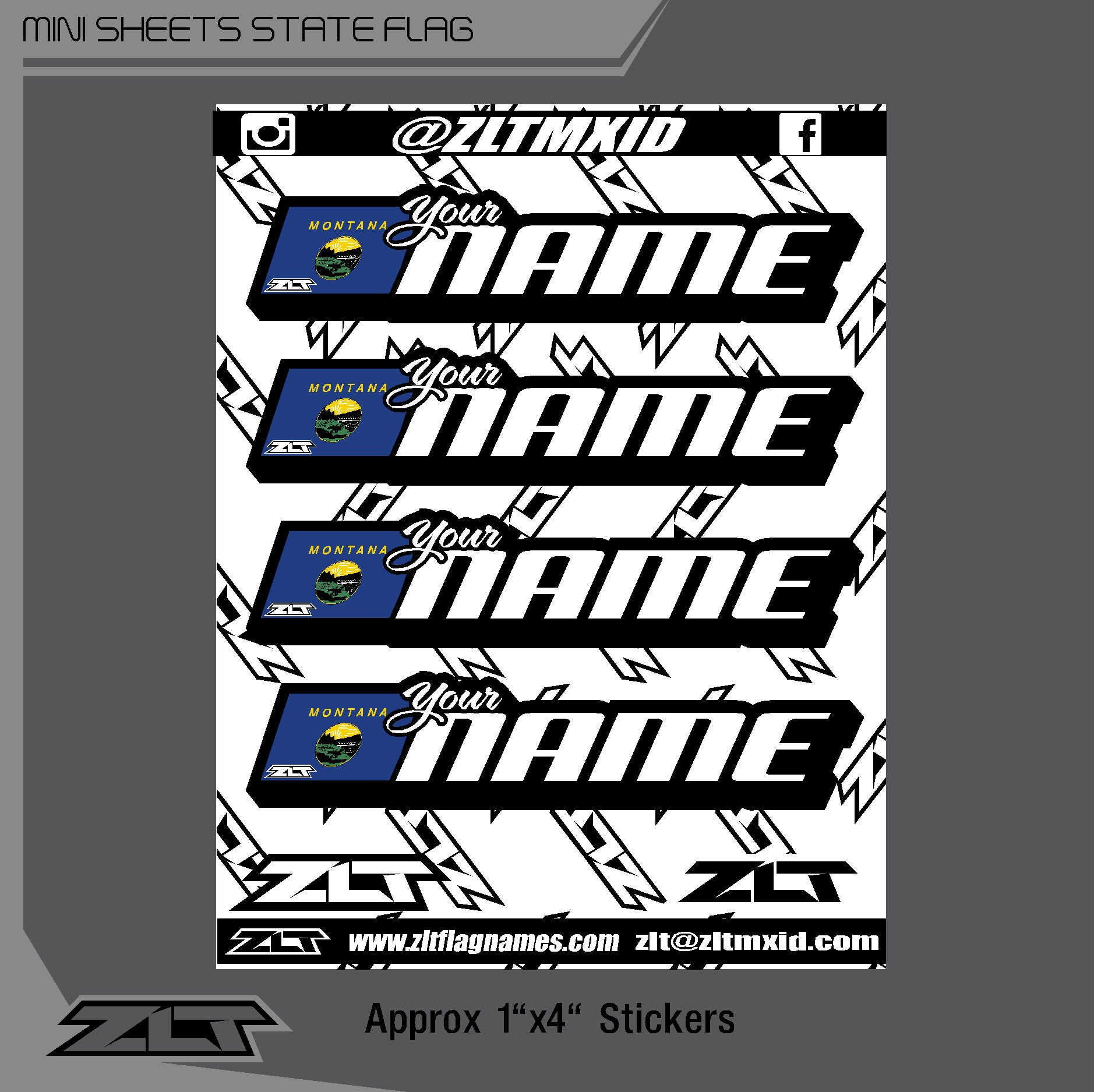 Mini Sheet - State Flag Name Vinyl Decal: Personalized - Set of 4 ...