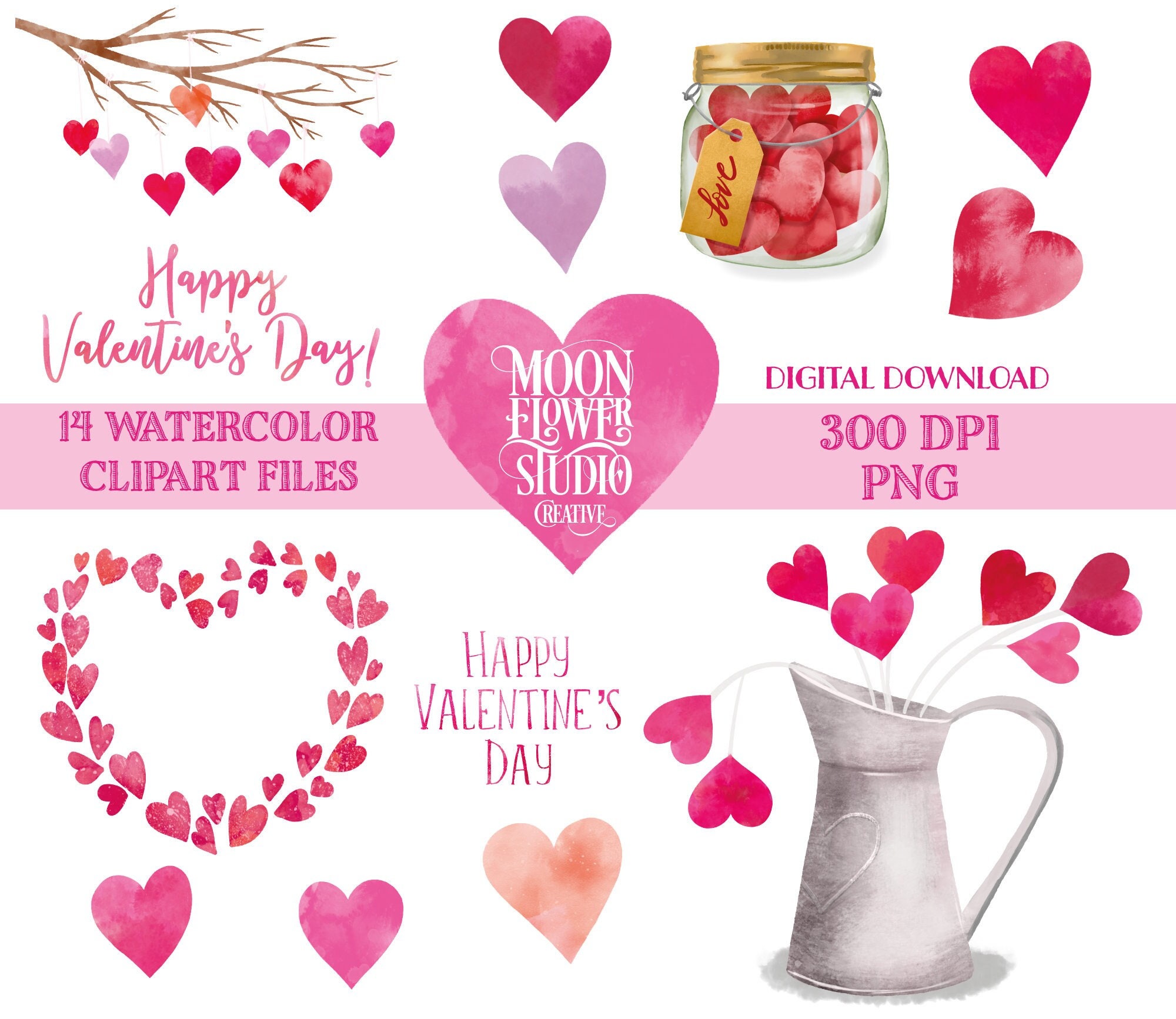 Valentine Watercolor Clipart Digital Download - Etsy