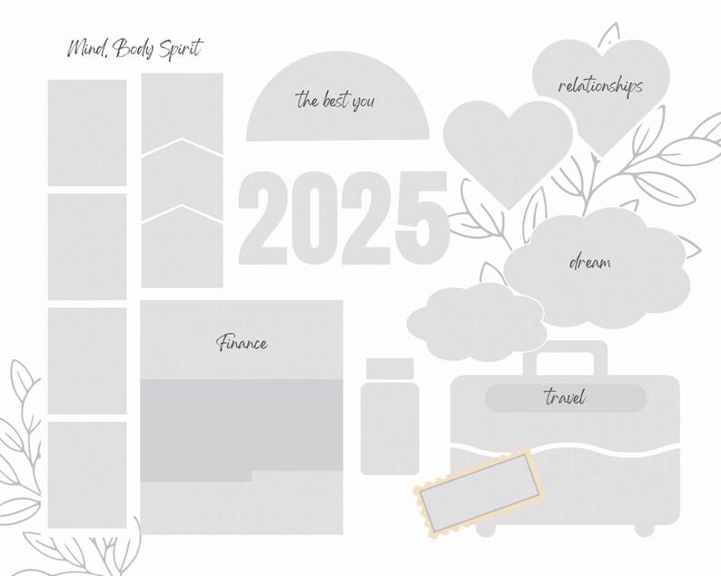 2025 Vision Board & Worksheets | Canva Editable Template | Vision Board ...