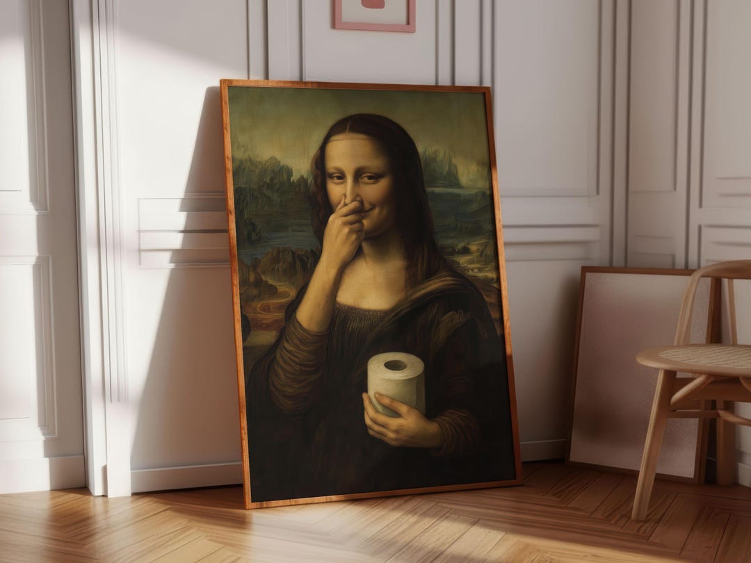Funny Mona Lisa Toilet Paper Parody Art Print, Modern Renaissance ...