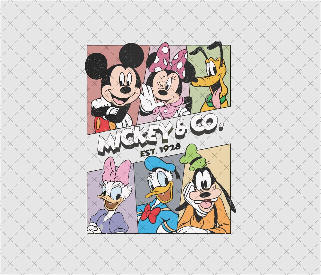 Retro Mickey and Friends PNG, Retro Minnie SVG, Mickey Mouse Digital ...