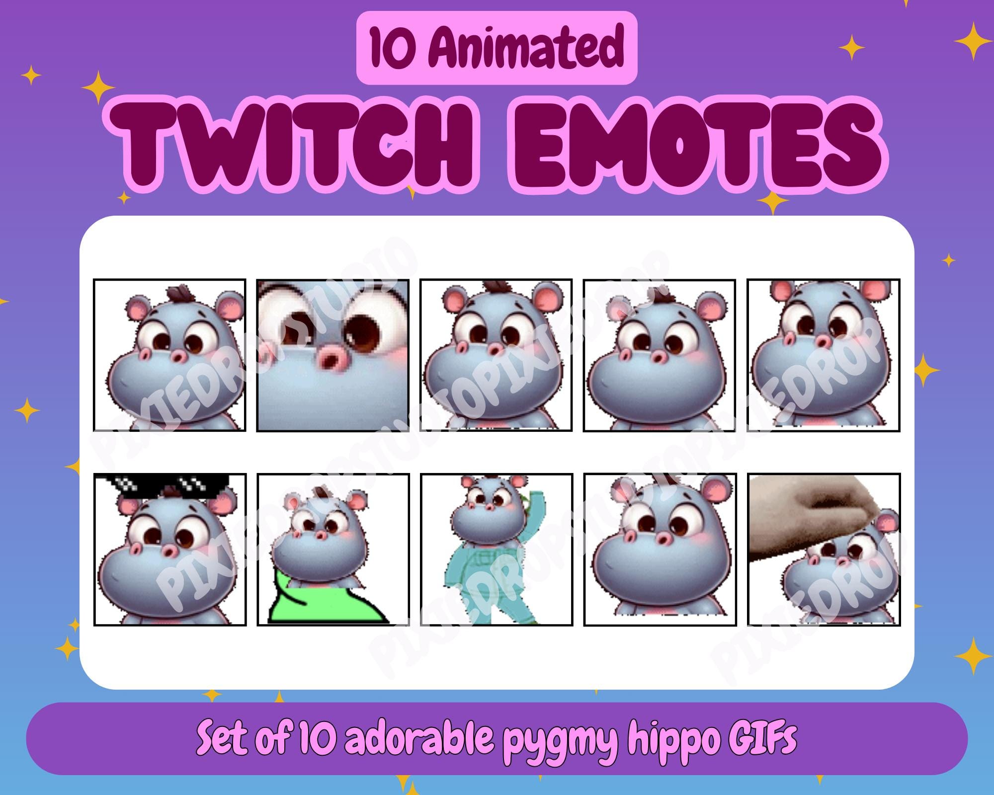 Cute Twitch Emote Bundle | Ten Animated Gifs for Gaming, Pngtubers ...