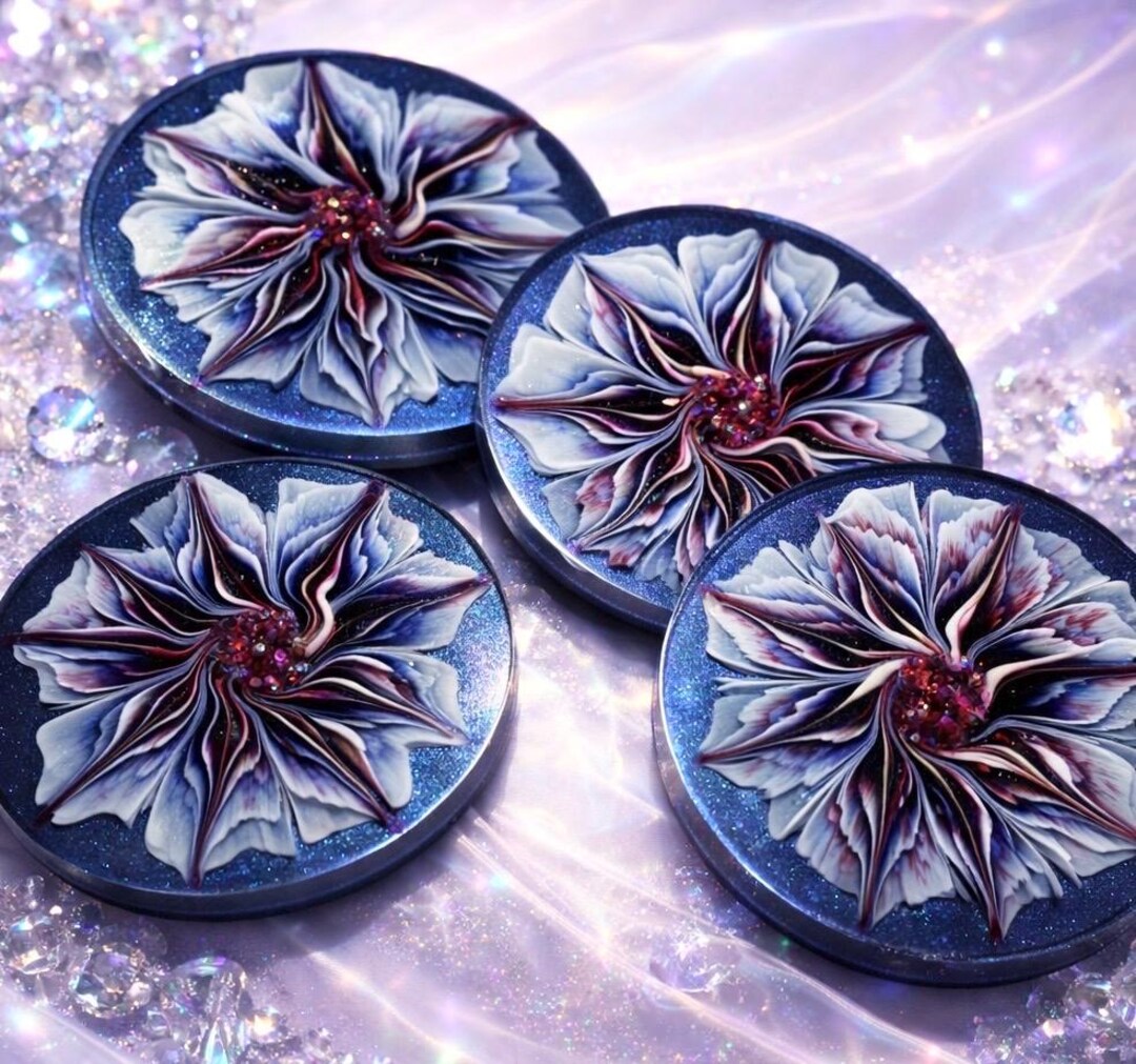 Set of 4 Handcrafted Resin Bloom Coasters - Etsy