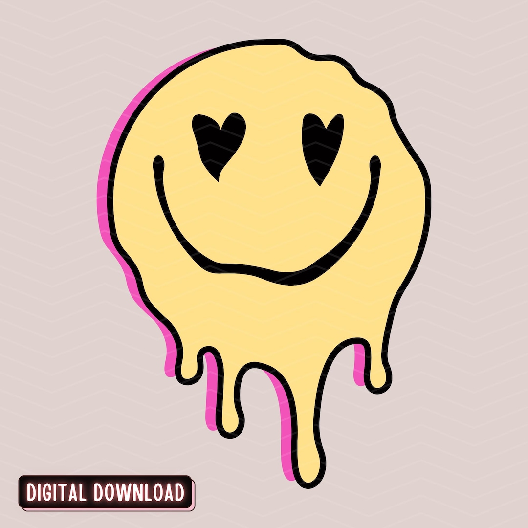 Dripping Smiley Face SVG Smiley Face Digital Download PNG Happy Face ...