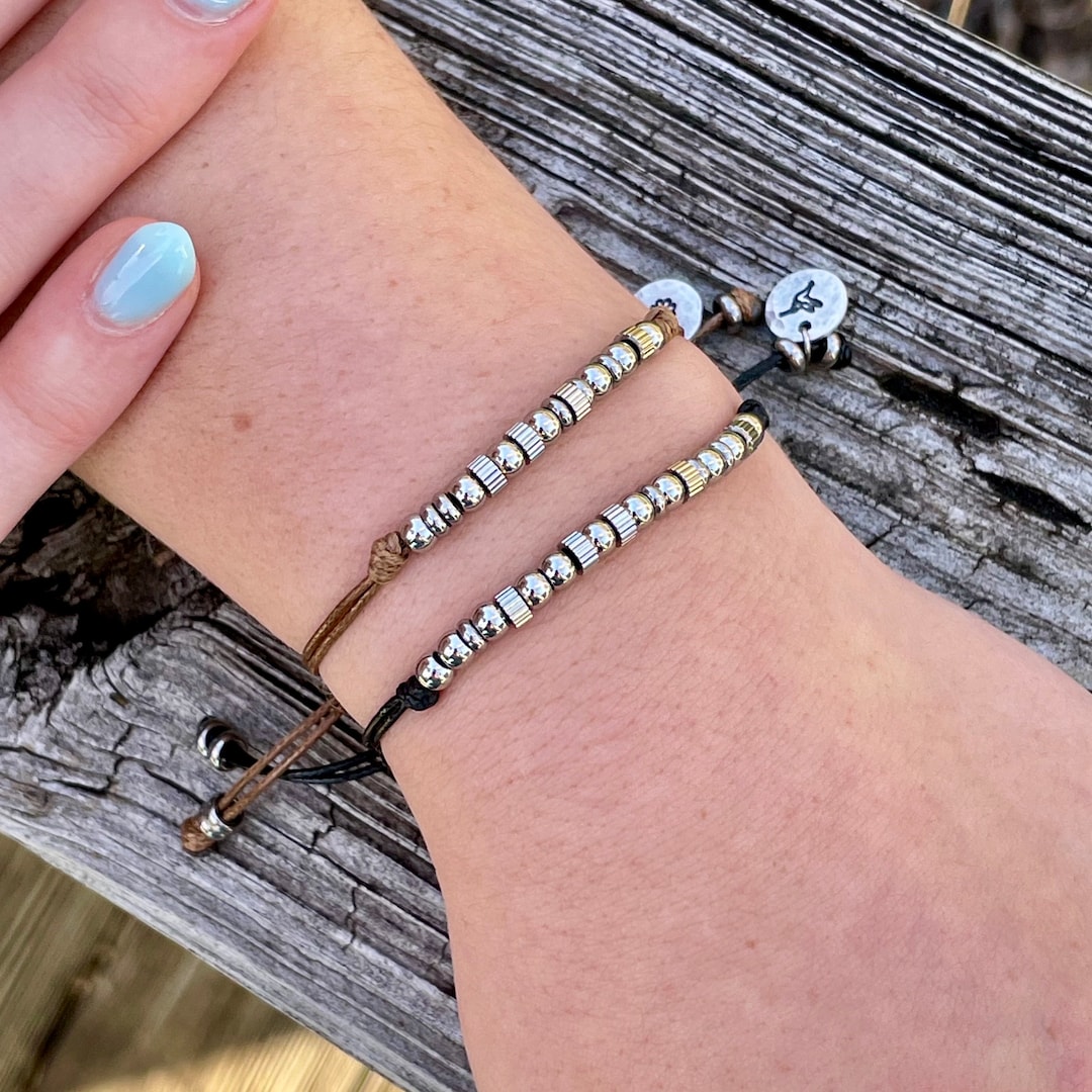 Morse Code Beaded Bracelet With Charm, Secret Message Bracelet, Secret ...