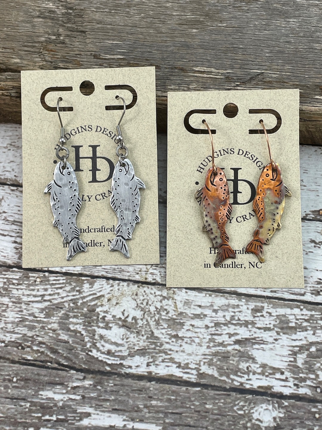 Trout Fish Earrings, Fly Fishing Jewelry in Aluminum, Brass or Copper ...