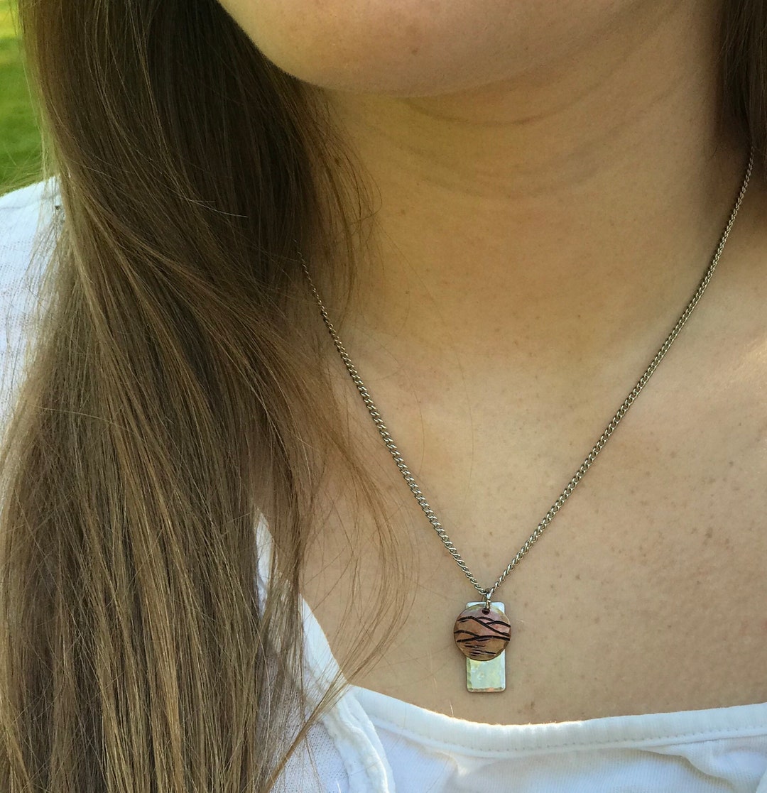 Mountain Scene Necklace on Copper, Nature, Trees, Appalachian Mountains ...