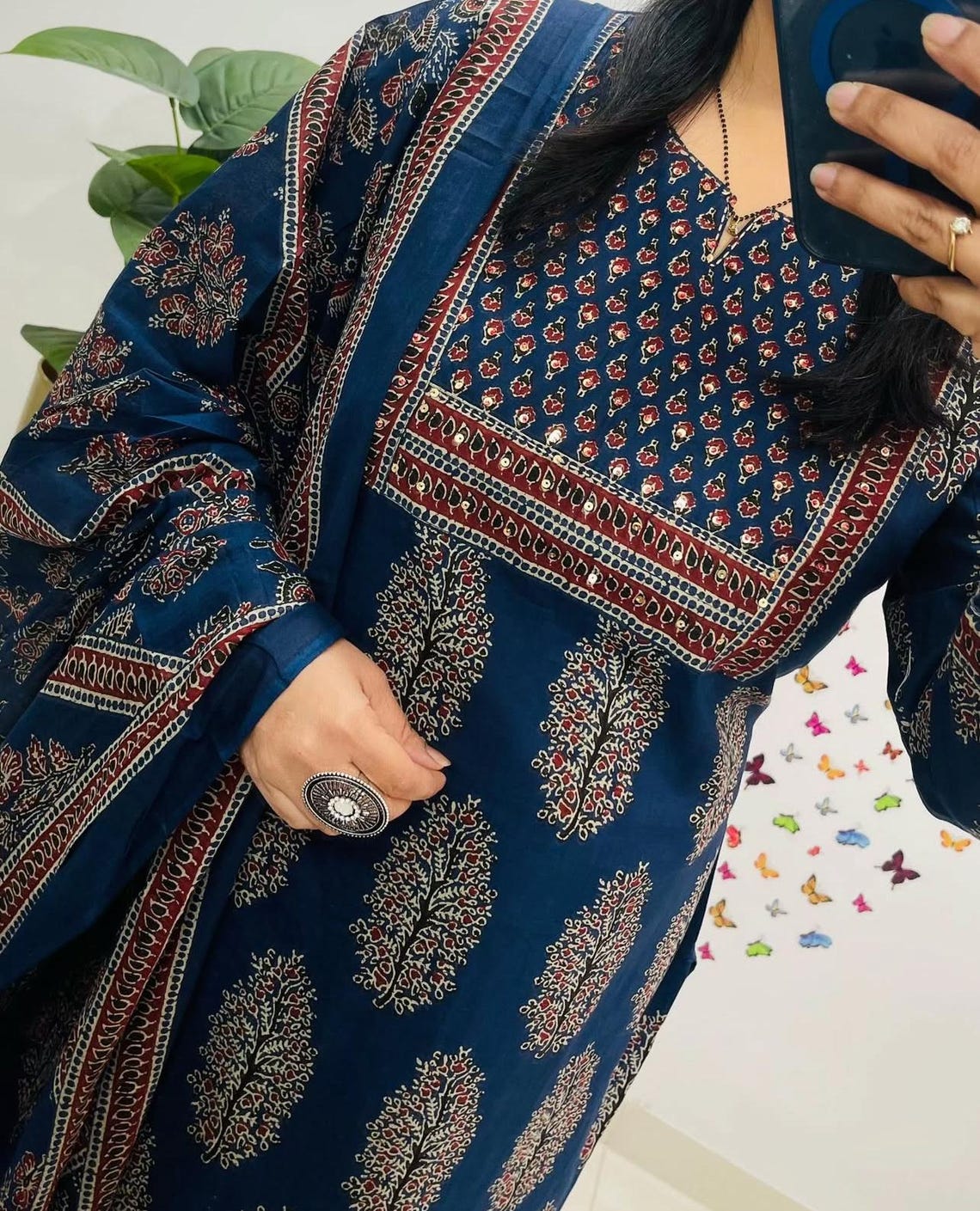 Hand Block Print Kurta Set With Dupatta/stole|indian Salwar Kameez ...