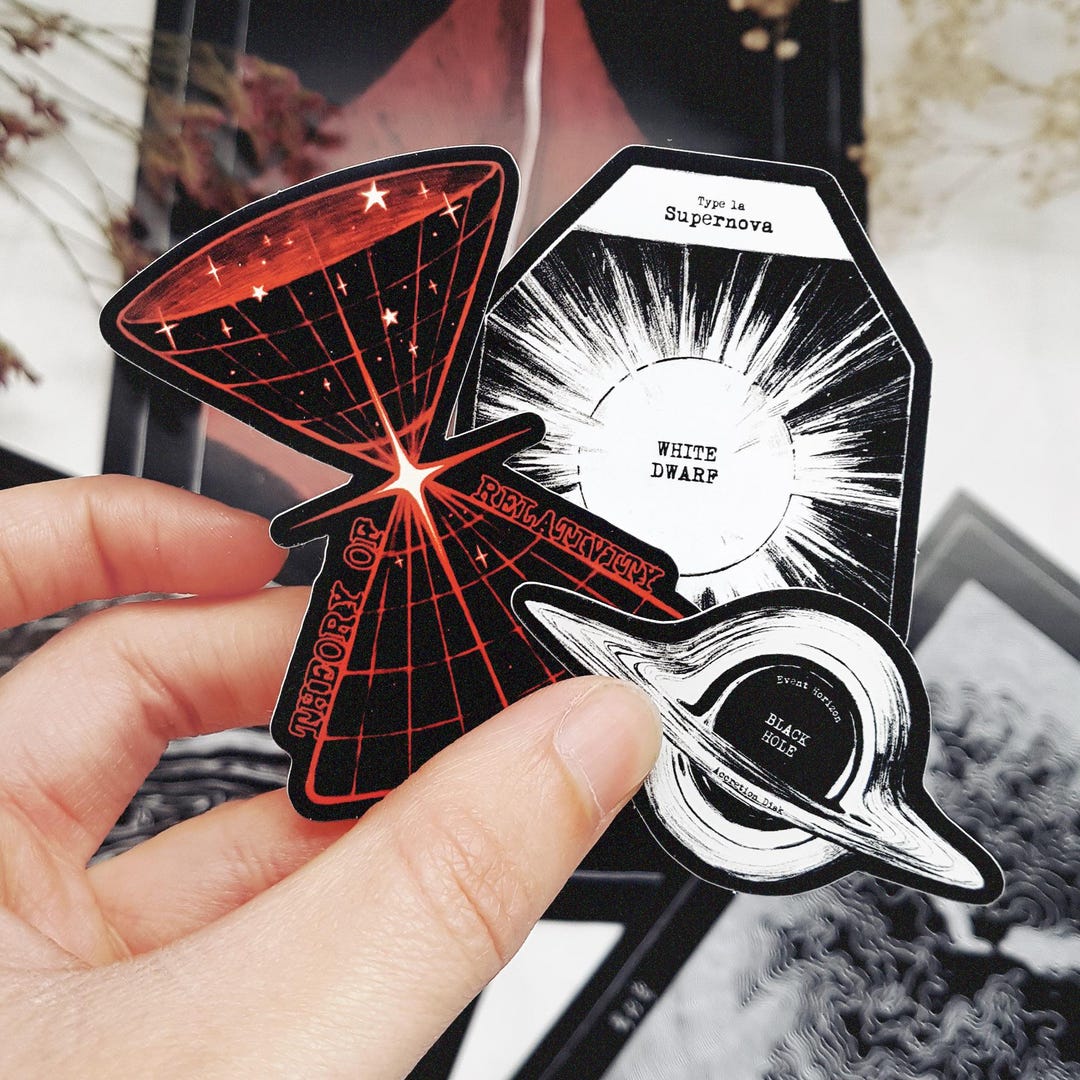 Astronomy Sticker Set - 3 Stickers - Black Hole - Theory of Relativity ...