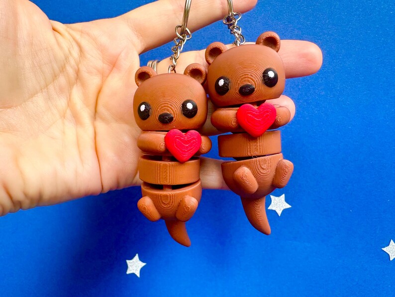 Magnetic Otter Keychain Set, 3D Printed Couple Gift, Matching Best ...
