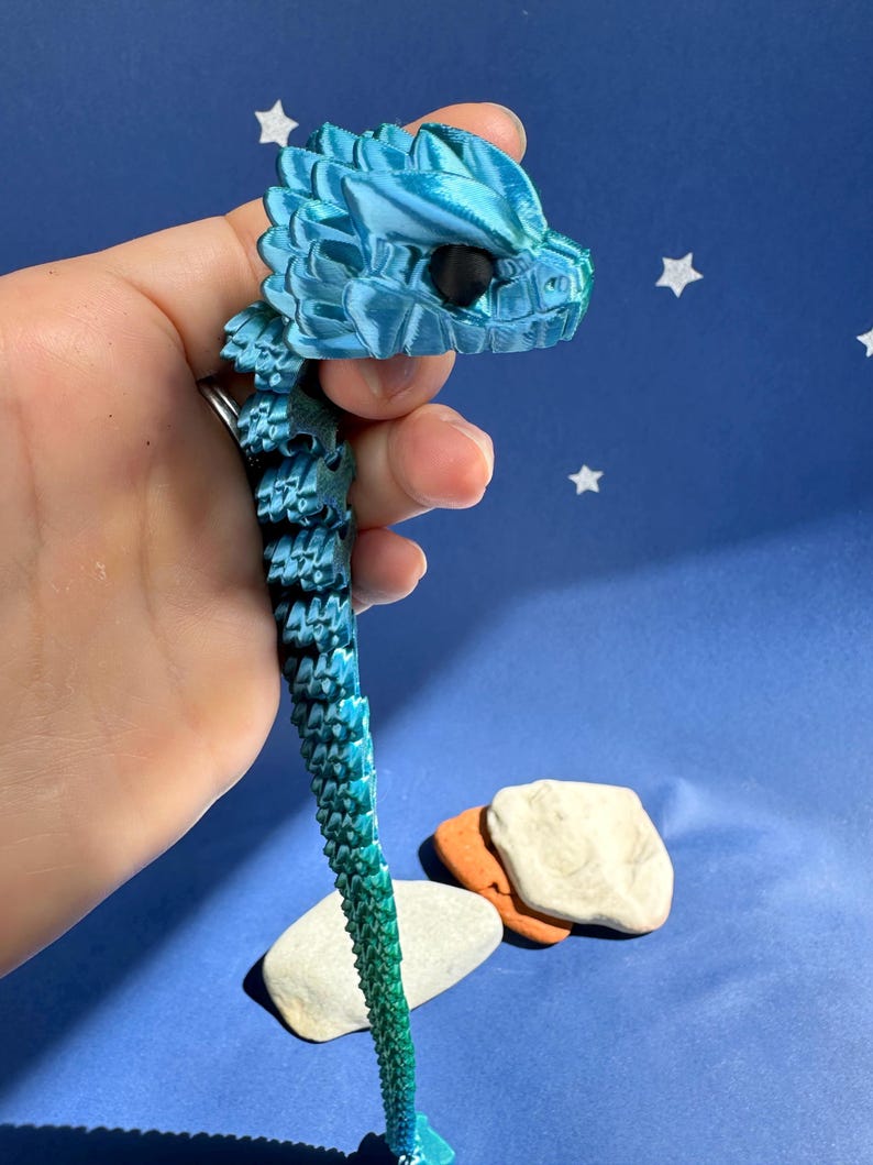 3D Printed Dragon Snake Fidget Toy - Articulated Flexible Reptile ...