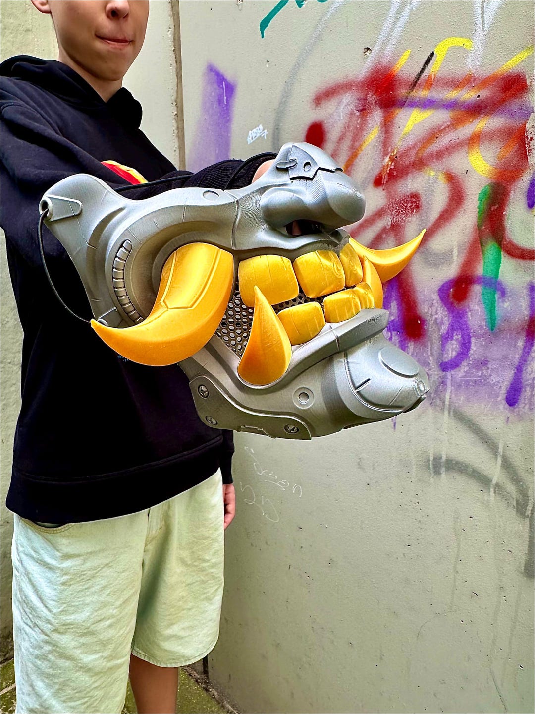 Samurai Oni Mask – Japanese Demon Cosplay Mask for Halloween, Cyberpunk ...