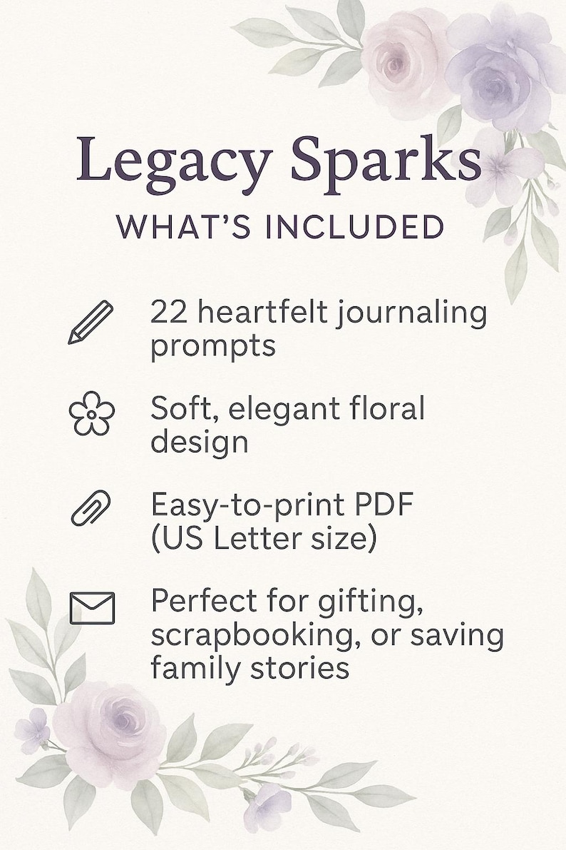 Legacy Sparks: Printable Grandma Journal Prompts – 22 Memory Questions ...