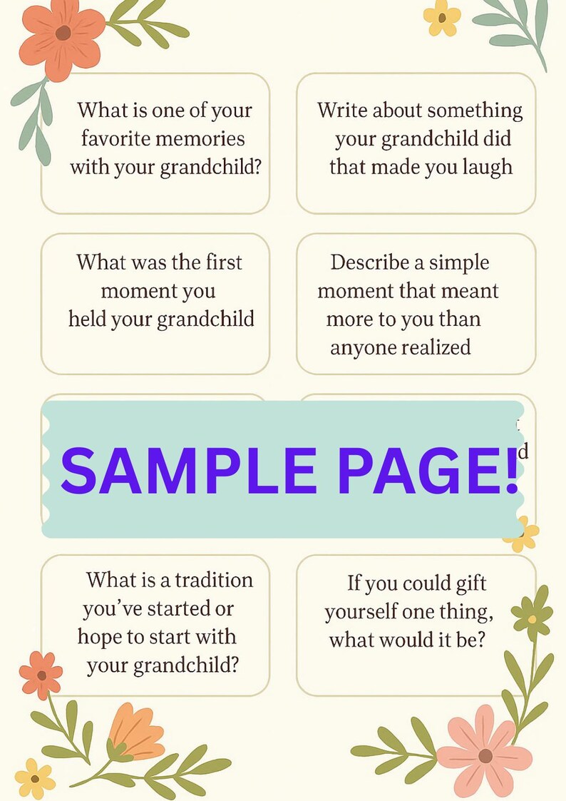 Legacy Sparks: Printable Grandma Journal Prompts – 22 Memory Questions ...