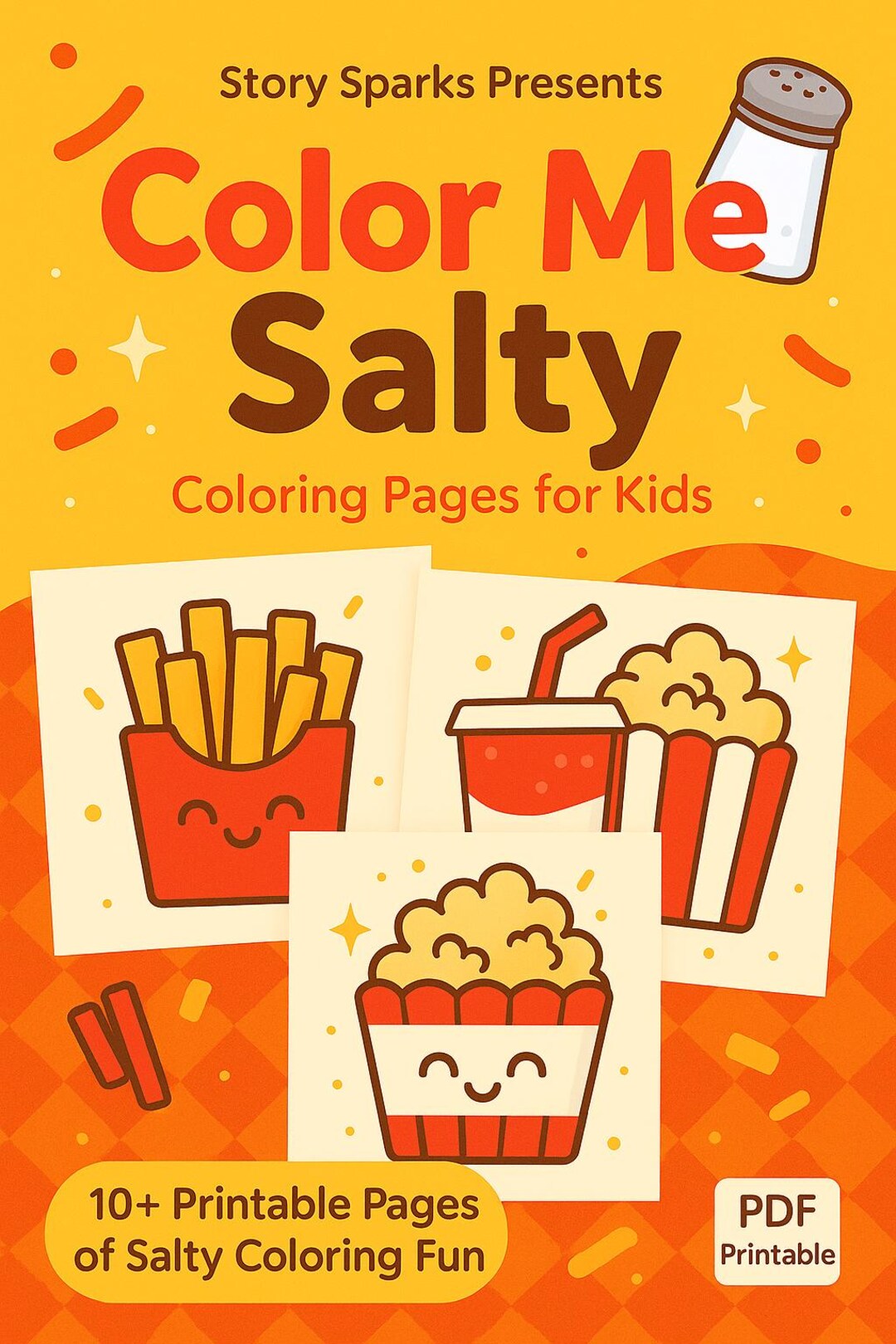 Snack-themed Coloring Kit | Pretzels, Popcorn, Chips & Fries | Screen ...