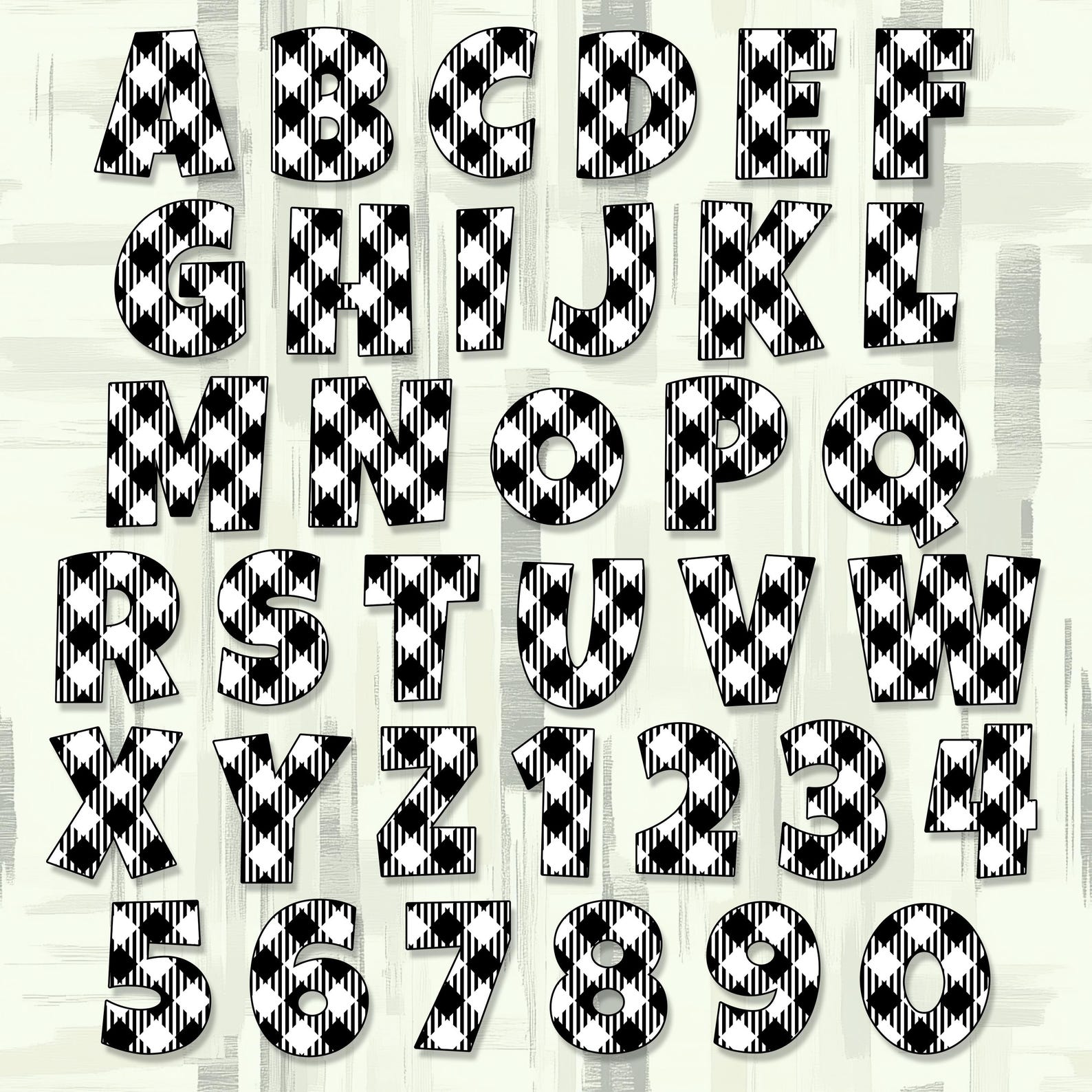 Christmas Gingham Alphabet PNG Bundle, Plaid Letters, Striped Checker ...