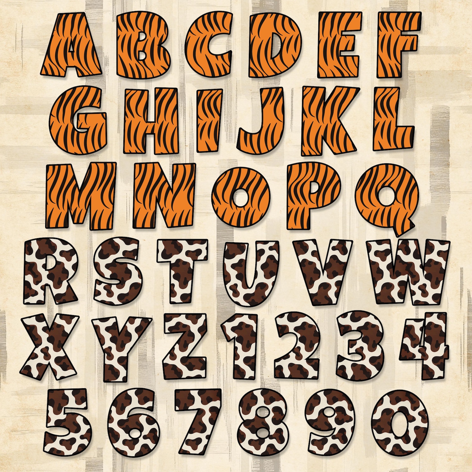 Animal Print Alphabet PNG Bundle: Safari Letters Clipart (digital ...