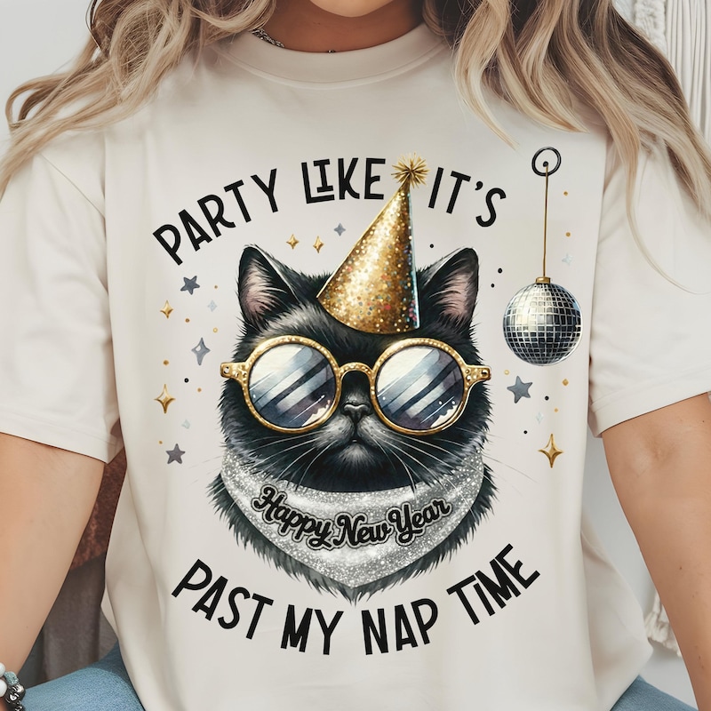 New Years Card With Cat - Etsy