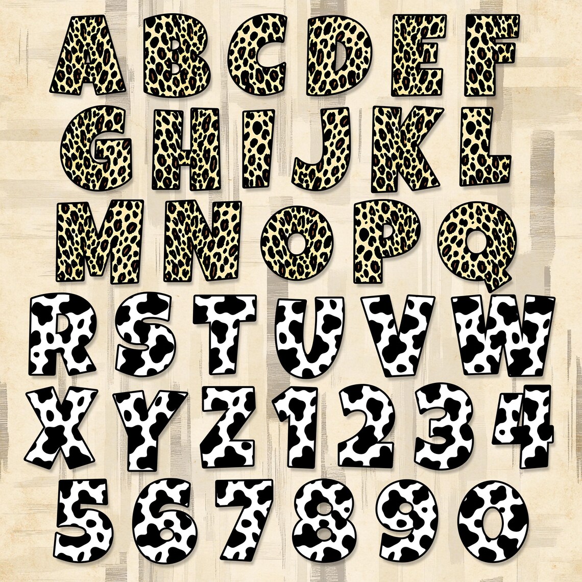 Animal Print Alphabet PNG Bundle: Safari Letters Clipart (digital ...
